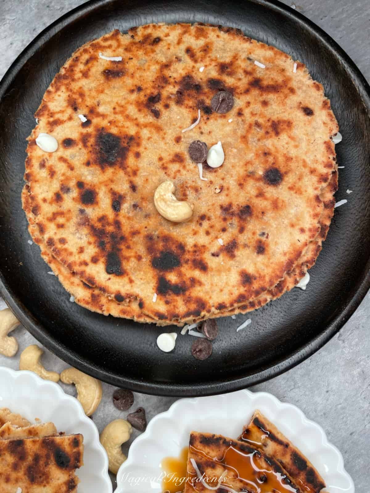 Chocolate Cashew Coconut Caramel Stuffed Paratha - Magical Ingredients